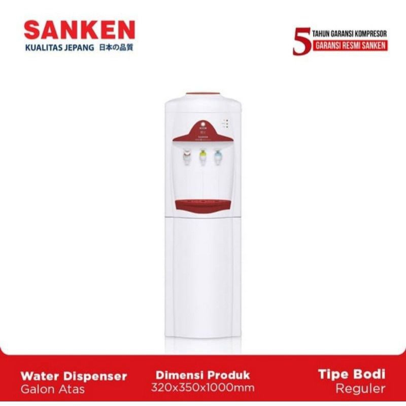 Jual SANKEN Dispenser Air Galon Atas Standing 3 Kran Non Compressor HWE ...