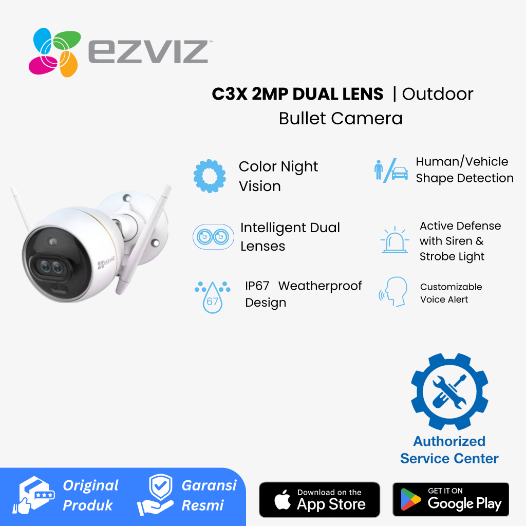 Jual KAMERA CCTV EZVIZ C3X 2MP Dual-lens Wi-Fi camera with built-in AI ...