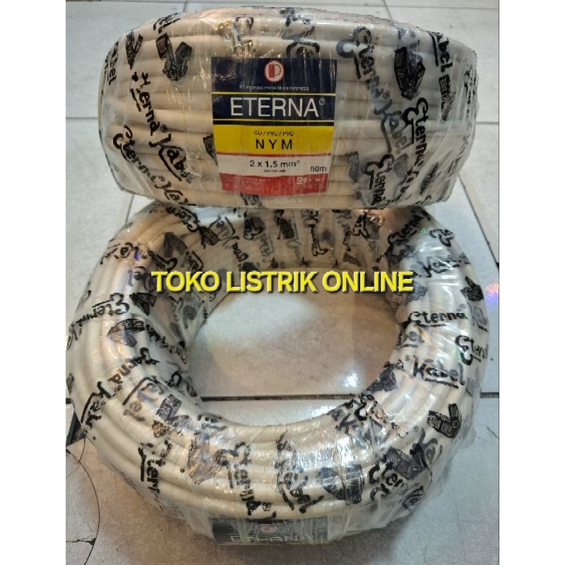 Jual KABEL ETERNA NYM 2X1,5 PANJANG 50 METER (SNI) TEMBAGA ASLI | Shopee Indonesia