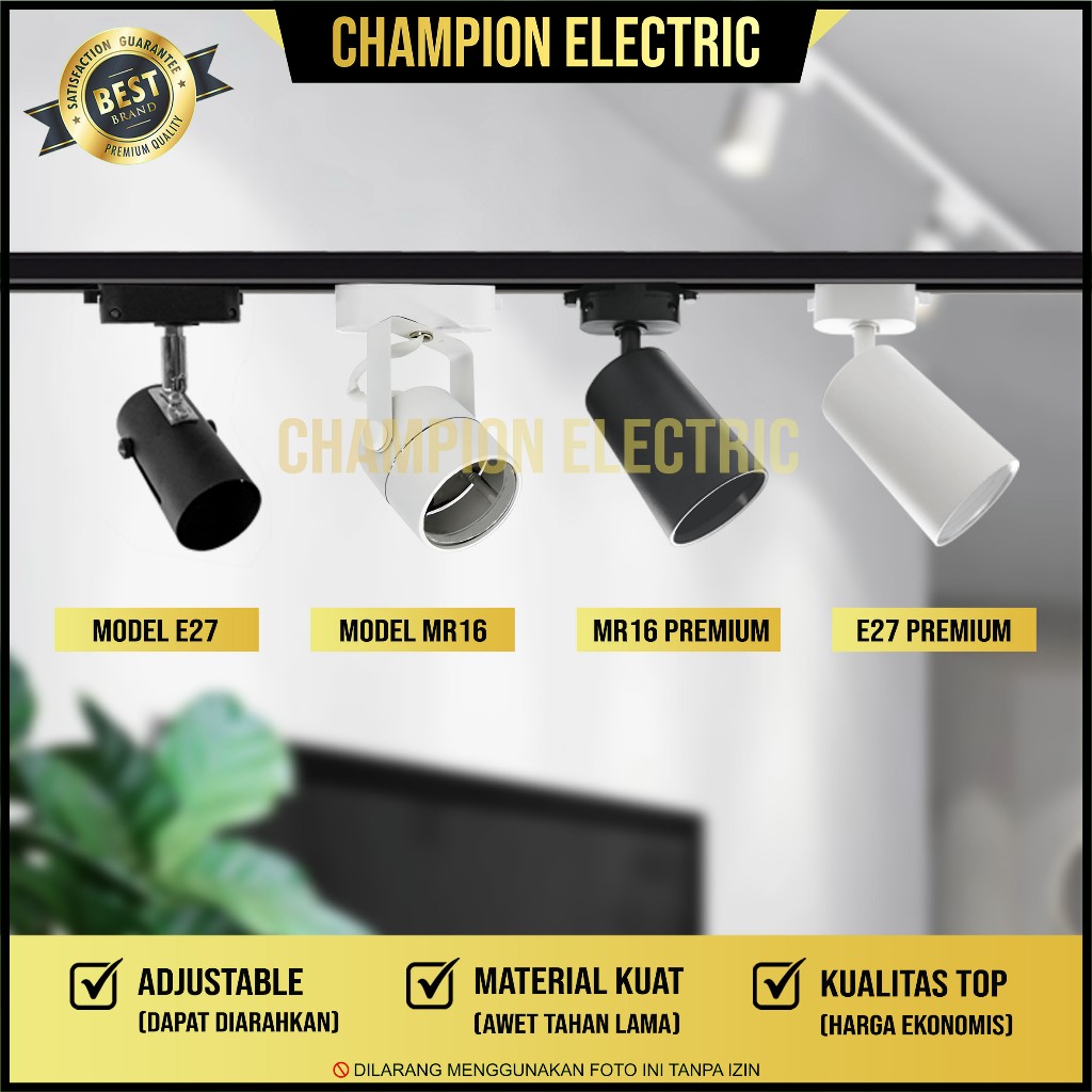 Jual Kap Lampu Sorot Rel Fitting 27 Dan MR16 Spotlight Tracklight LED Hitam Putih | Shopee Indonesia
