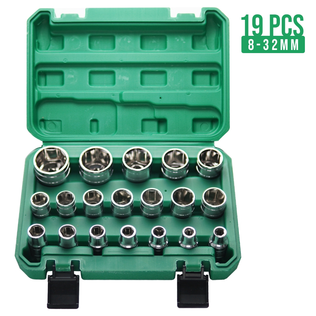 Jual Allefix Mata Kunci Socket 1/2 Inch Mata Socket Set 19Pcs CRV ...