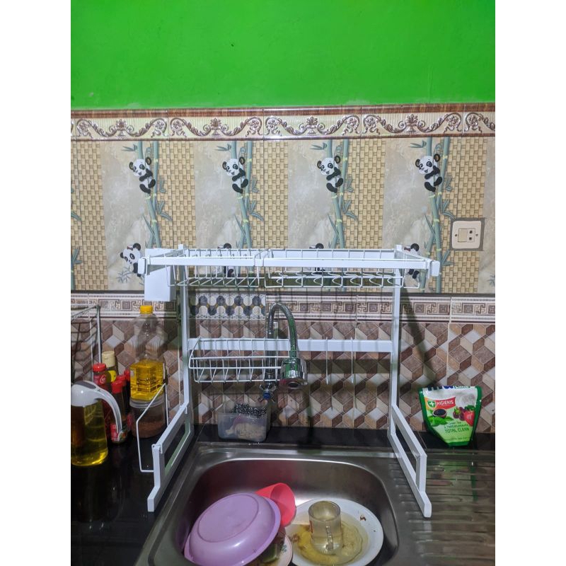 Jual Rak piring wastafel/rak piring serbaguna uk 55cm warna putih cat ...