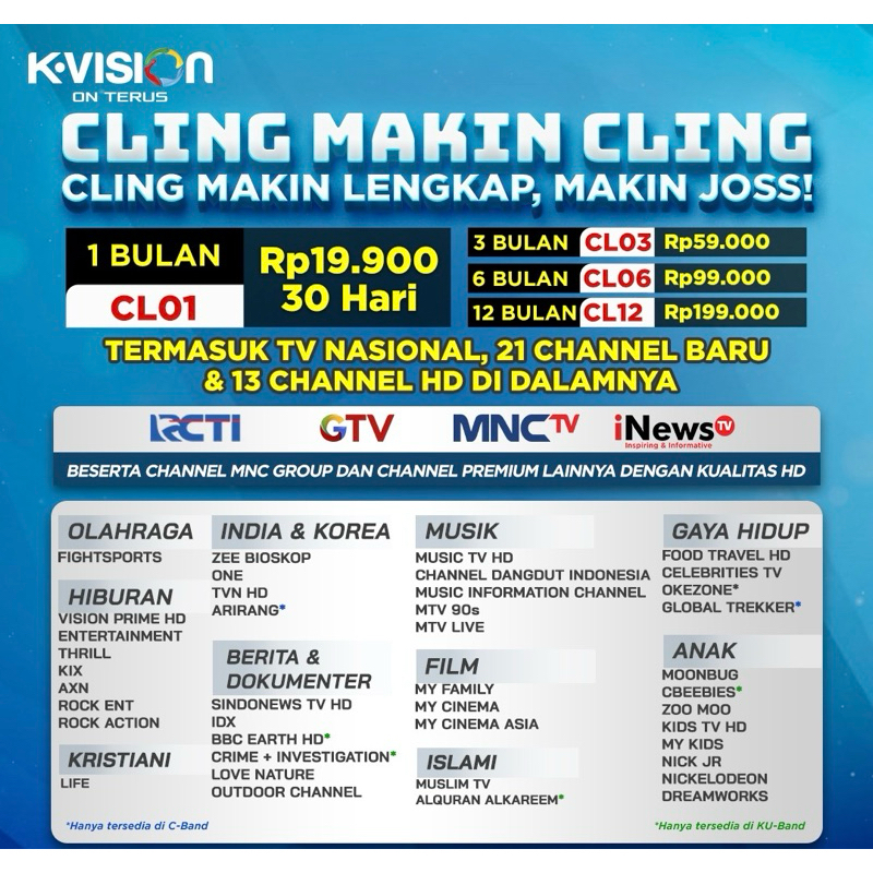 Jual paket Kvision paket cling 6 dan 12 bulan | Shopee Indonesia