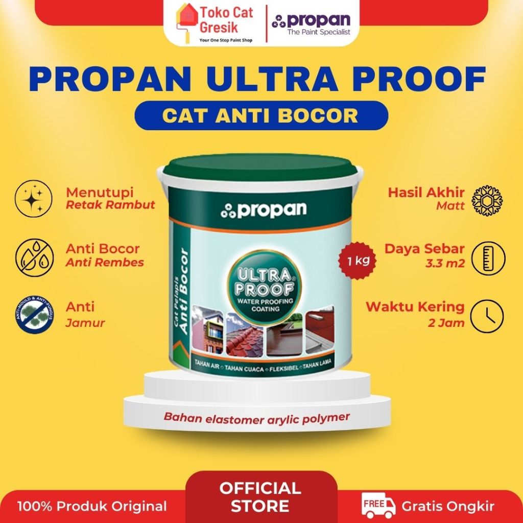 Jual CAT TEMBOK WATERPROOFING PROPAN ULTRAPROOF 1KG CAT ANTI BOCOR ...