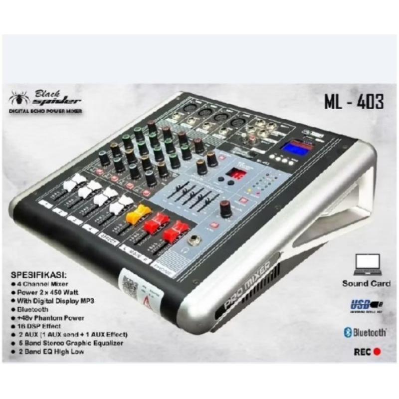 Jual Power Mixer Blackspider ML-403 (4 Channel) Full mono Original | Shopee Indonesia