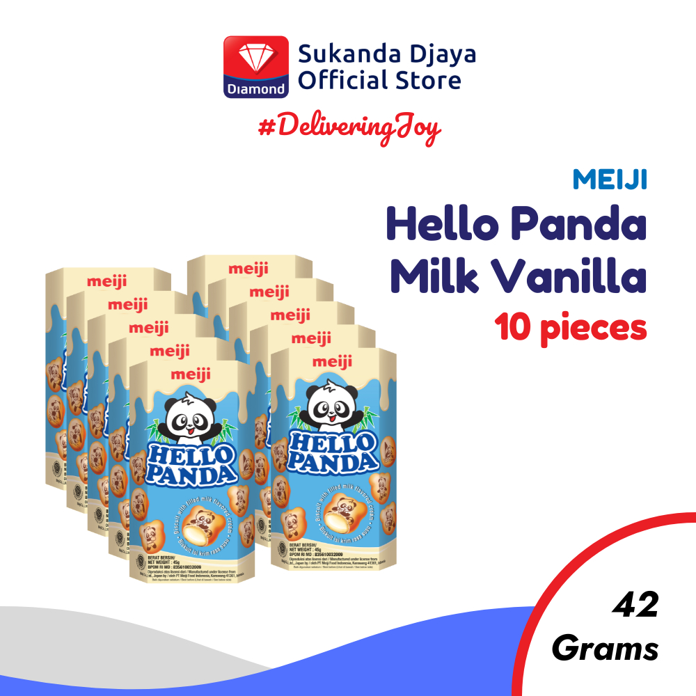 Jual Meiji Hello Panda Biskuit Milk Vanilla Snack 42 Gr [ISI 10 PCS ...