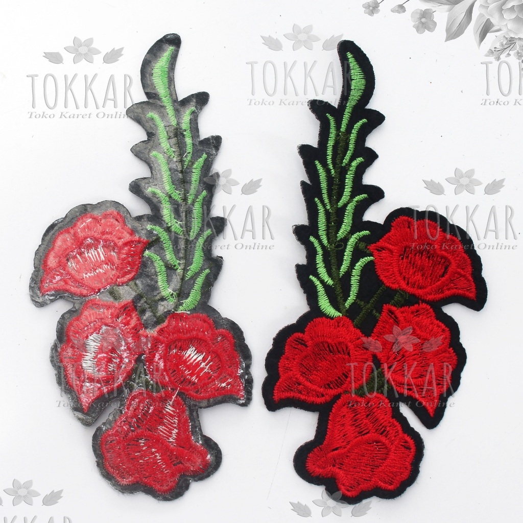 Jual (Per Pcs) AP681 Iron Patch Rose Embroidery Bunga Mawar Cantik ...