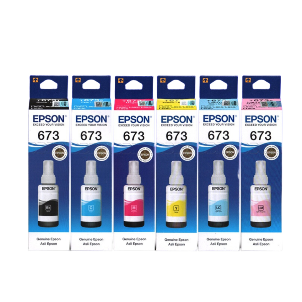 Jual Tinta Epson 673 CMYK,LC,LM Original for printer Epson L800, L810 ...