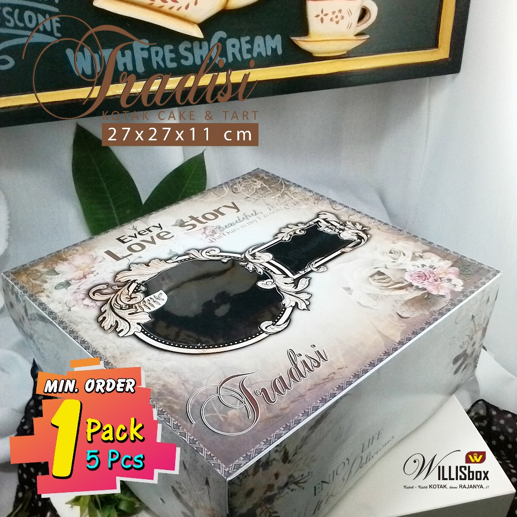 Jual Box Kue 27x27x11 TRADISI Lminasi Motif / Dus Kue Tart, Cake Box ...