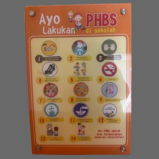 Jual Poster Akrilik Ayo Lakukan PHBS di Sekolah orange-Poster Phbs ...