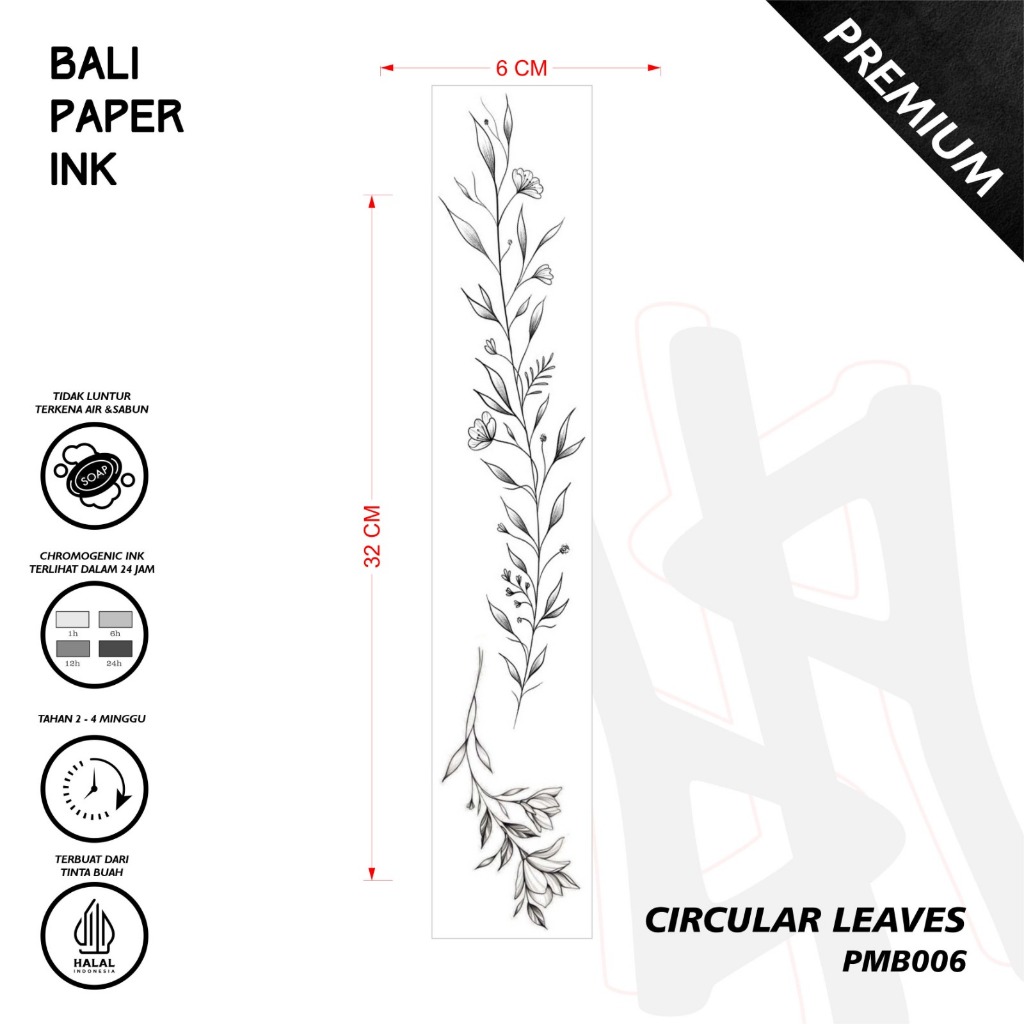 Jual Bali Paper Ink PMB006 Circular Leaves Fruit Ink Tatto Temporary ...