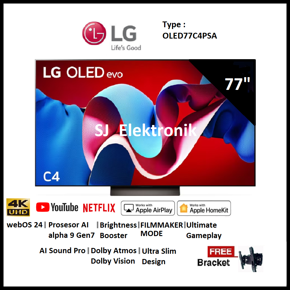 Jual Braket + LG OLED77C4 / OLED evo C4 77 Inch Smart TV UHD 4K ...