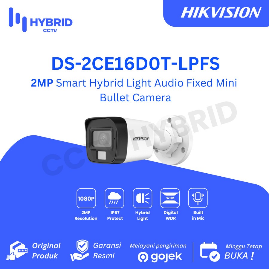 Jual Hikvision DS-2CE16D0T-LPFS 2MP Smart Hybrid Light Audio Fixed Mini Bullet Camera | Shopee ...