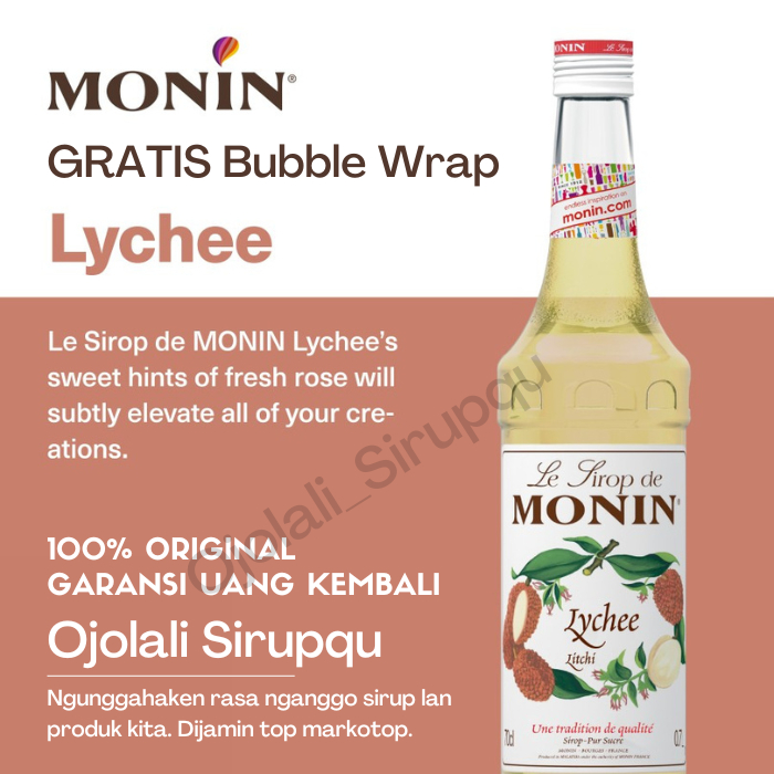 Jual MONIN Lychee Syrup 700 mL 70 cL | Shopee Indonesia