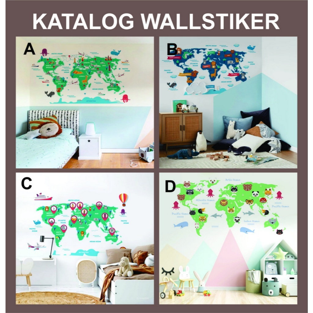 Jual Semesta Ready Stok Wall Sticker Tema Maps World Stiker Dinding ...