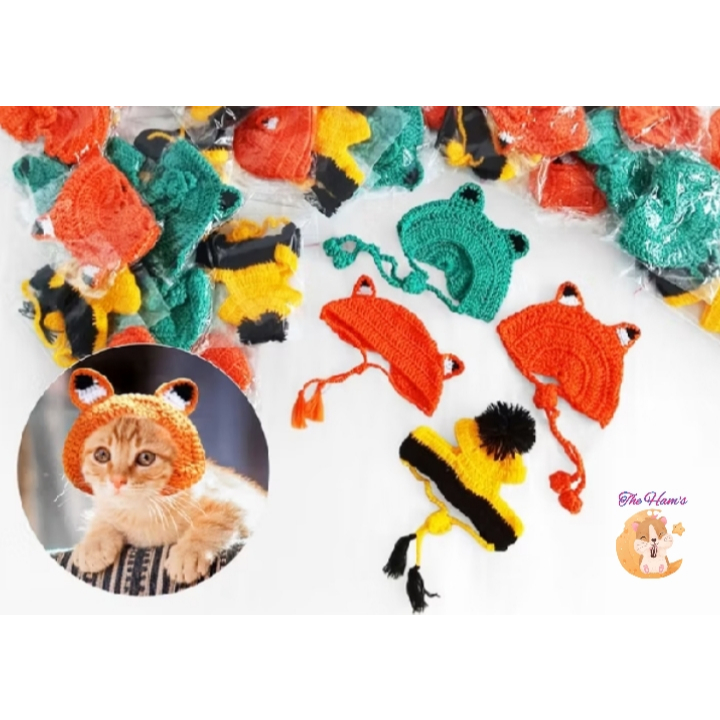 Jual (The Ham's) Topi Kucing Rajut Motif Kodok Rubah Fox Super Cute ...