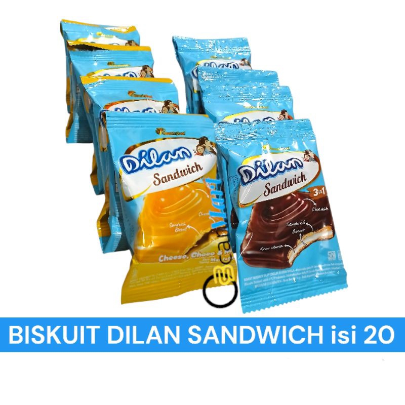 Jual DILAN SANDWICH BISKUIT Cokelat Keju isi 20 | Shopee Indonesia