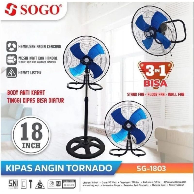 Jual Kipas angin besi Sogo 3in1 18 inch(SG-1803) | Shopee Indonesia