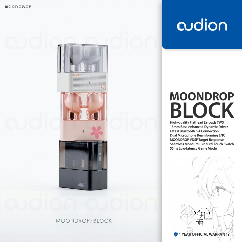 Jual MOONDROP BLOCK Bluetooth 5.4 Semi-In Ear Flathead Earbuds True ...