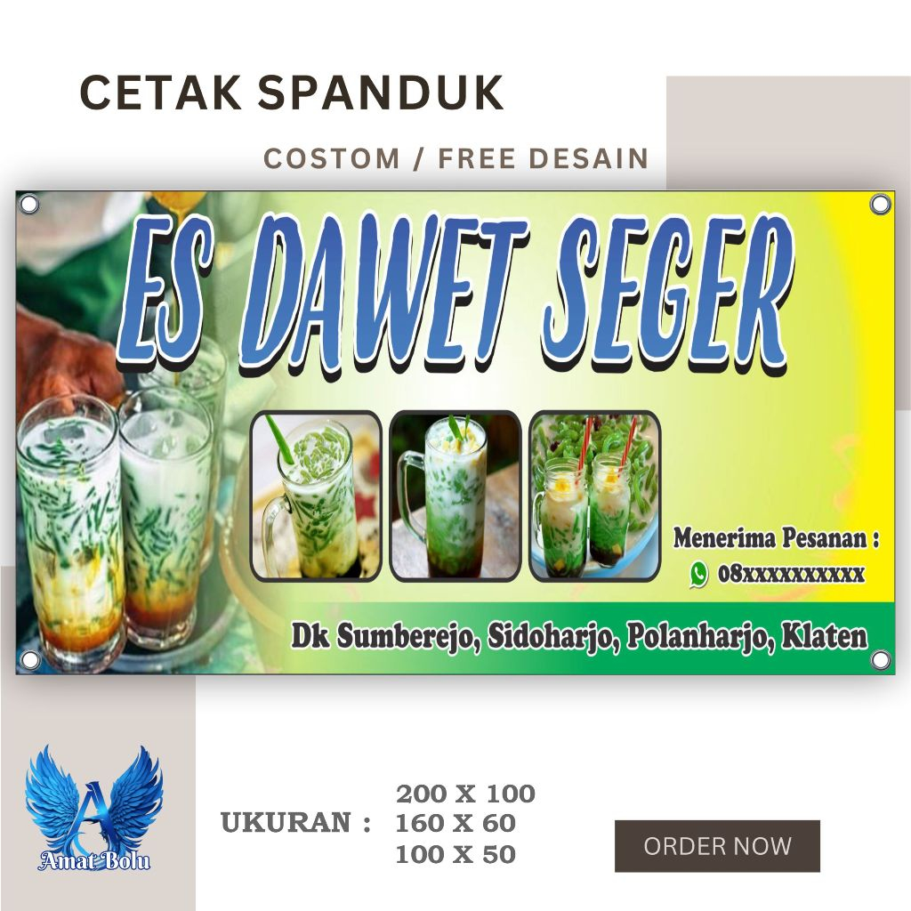 Jual Cetak Banner Cetak Spanduk ES DAWET SEGAR UKURAN 200X75 BISA ...