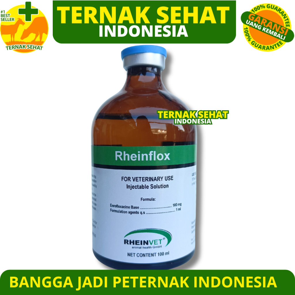 Jual RHEINFLOX 100ML RHEINVET - Enrofloxacin 10% Obat Antibiotik ...