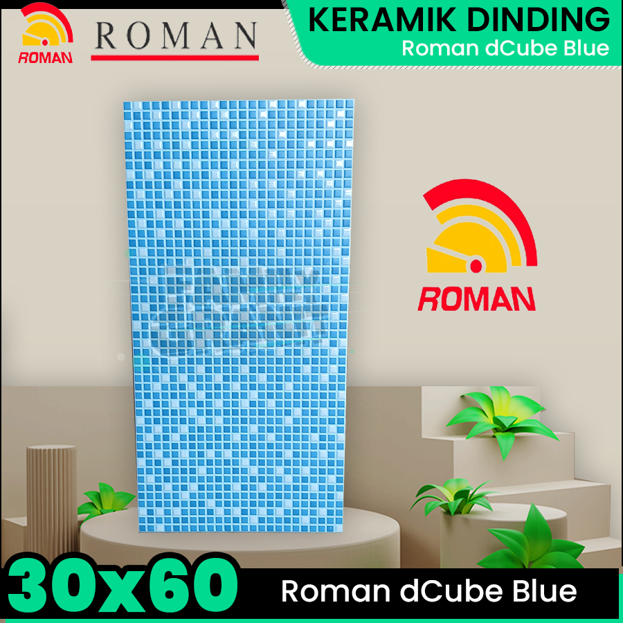 Jual Keramik Dinding 30x60 Roman dCube Blue Motif Mozaik Biru Kolam ...
