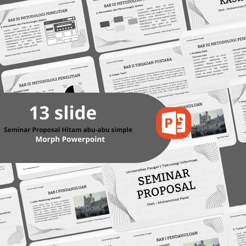 Jual Sempro Hitam abu-abu Simple Template Proposal Seminar Profesional | PPT Morph Premium ...