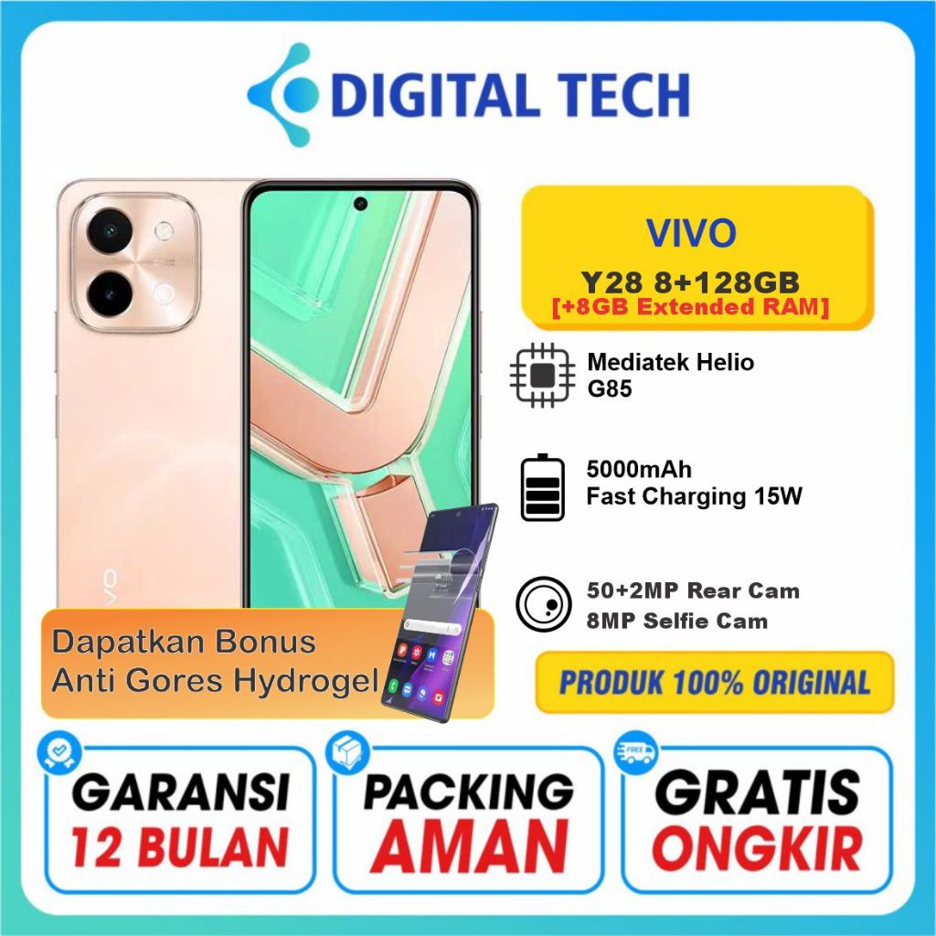 Jual Vivo Y28 8+128GB [+8GB Extended RAM] Original Garansi Resmi | Shopee Indonesia