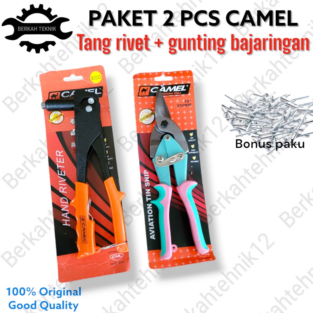 Jual PAKET TANG RIVET CAMEL + GUNTING BAJA RINGAN CAMEL / TANG RIFET ...