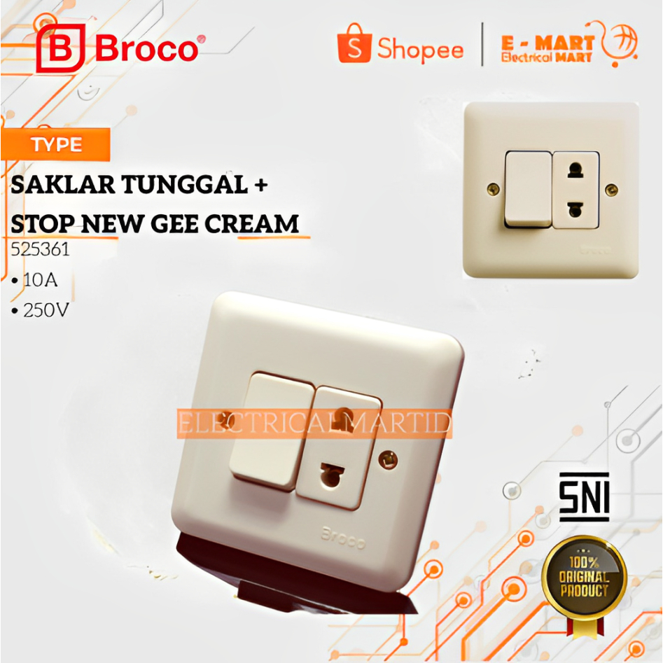 Jual BROCO Saklar ENGKEL+STOP NEW GEE Cream Saklar EngkelStop BROCO ...