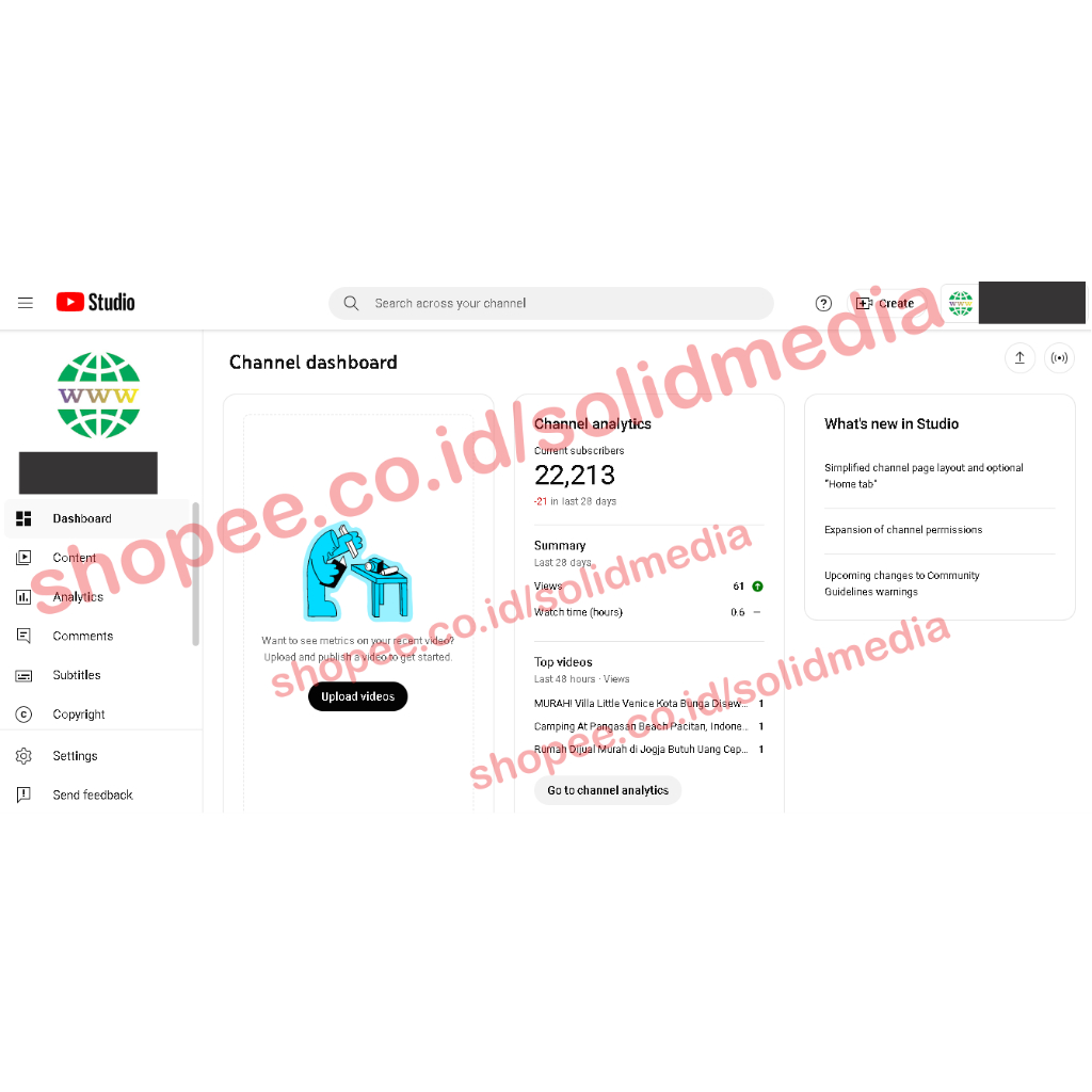 Jual Akun Youtube Subscriber 22ribu/22.000 Untuk Monetisasi Pernah ...