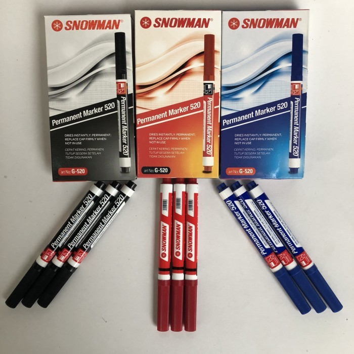 Jual Spidol Snowman G-520 ( 1 Pak isi 12 Pcs ) | Shopee Indonesia