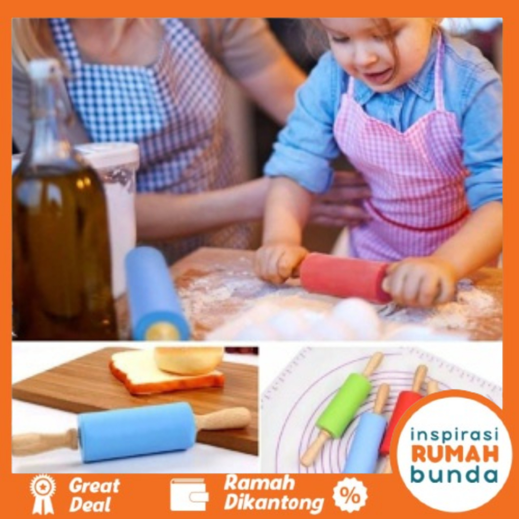 Jual Rolling Pin Full Silikon Anti Lengket Penggiling Penggilas Adonan ...