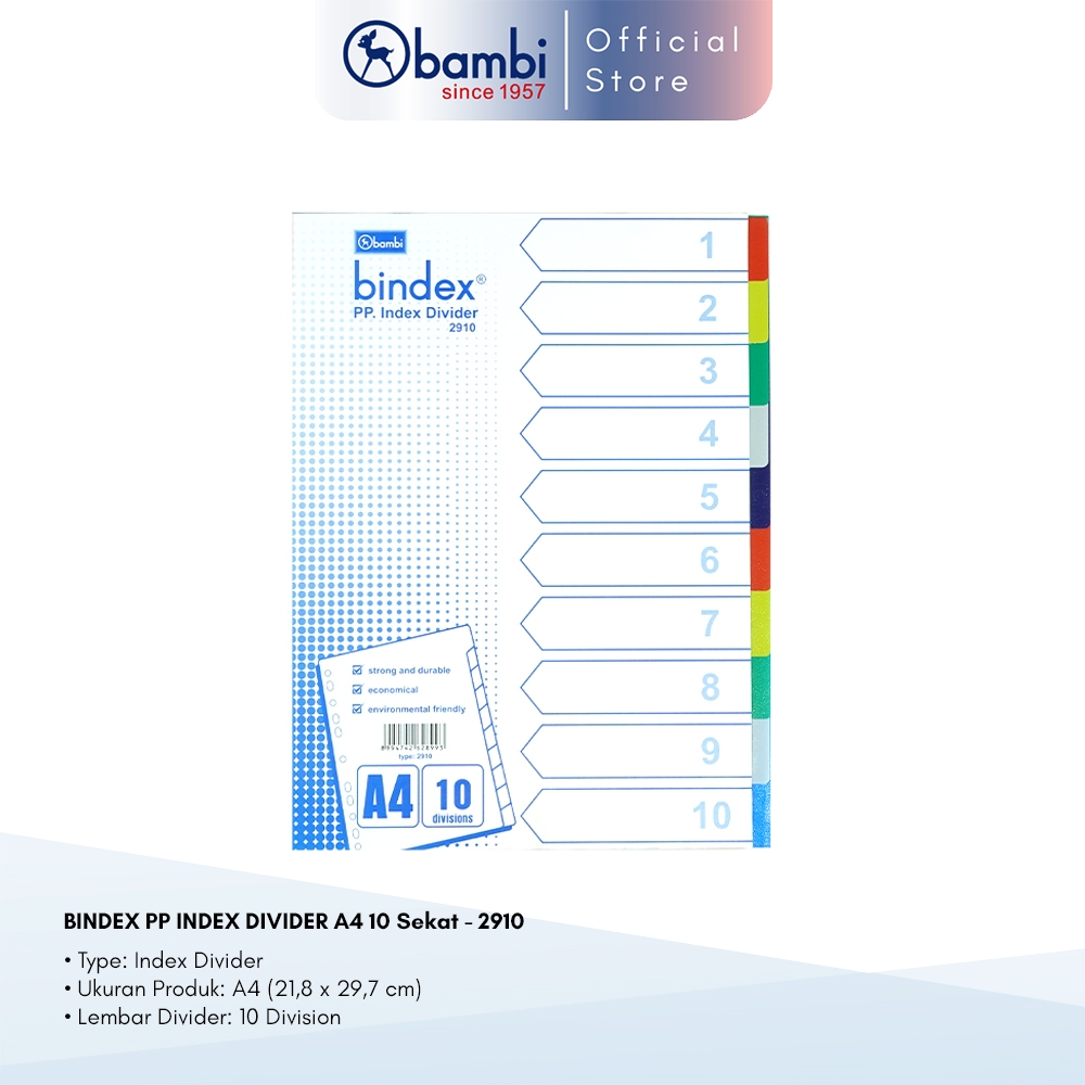 Jual Bindex Isi Binder A4 Divider & Indexes Pembatas Kertas Binder ...
