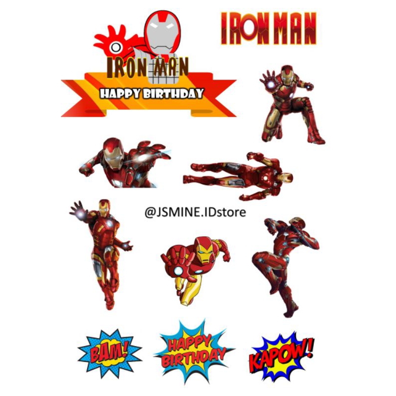 Jual Topper/Hiasan Kue ULTAH tema IRON Man/Marvel costum | Shopee Indonesia