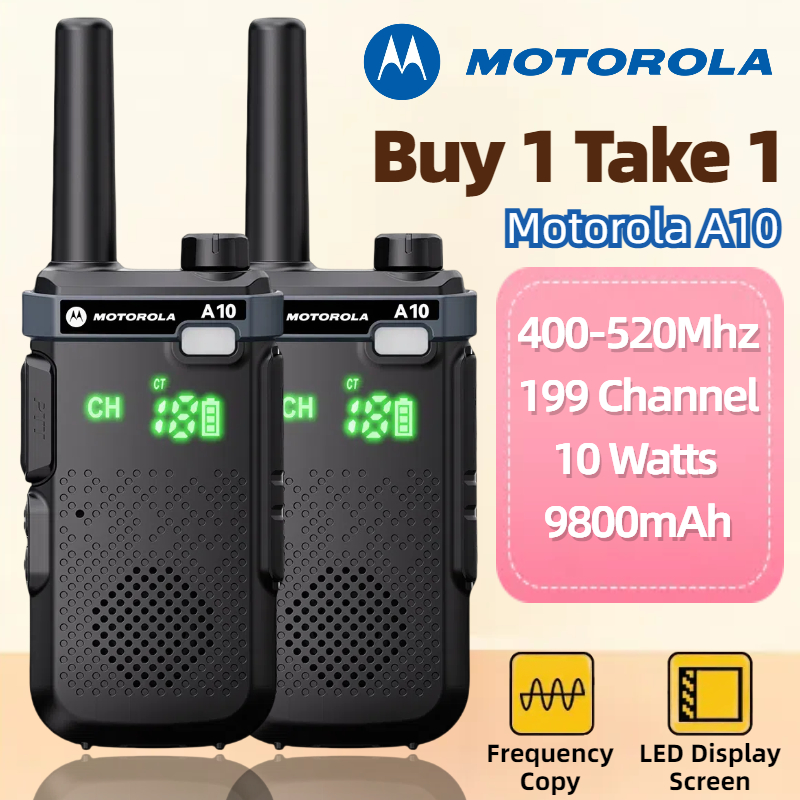 Jual 【2Pcs】HT Motorola jarak jauh 10KM A10 Two Way Radio 10Watt Power 199 Channels IP54 ...