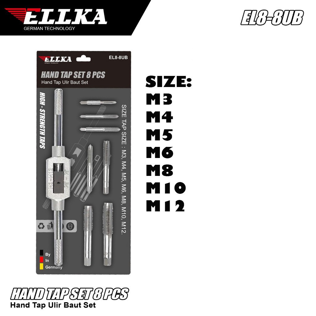 Jual BIG PROMO!! ELLKA Alat Senai Snai Set 8pcs Hand Tap Die Tapping ...