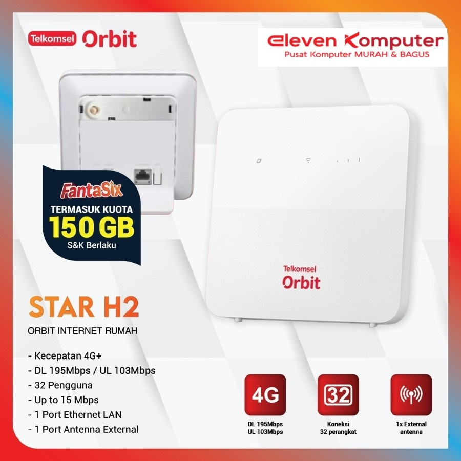 Jual Modem Telkomsel Orbit Star H2 Modem WiFi 4G High Speed Bonus Paket ...