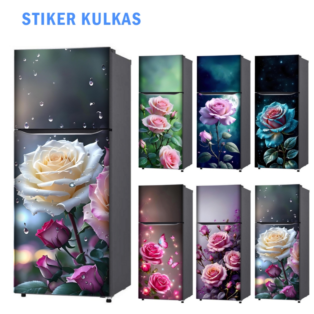 Jual Stiker Kulkas 1 Pintu dan Sticker Kulkas 2 pintu Bunga Rose ...