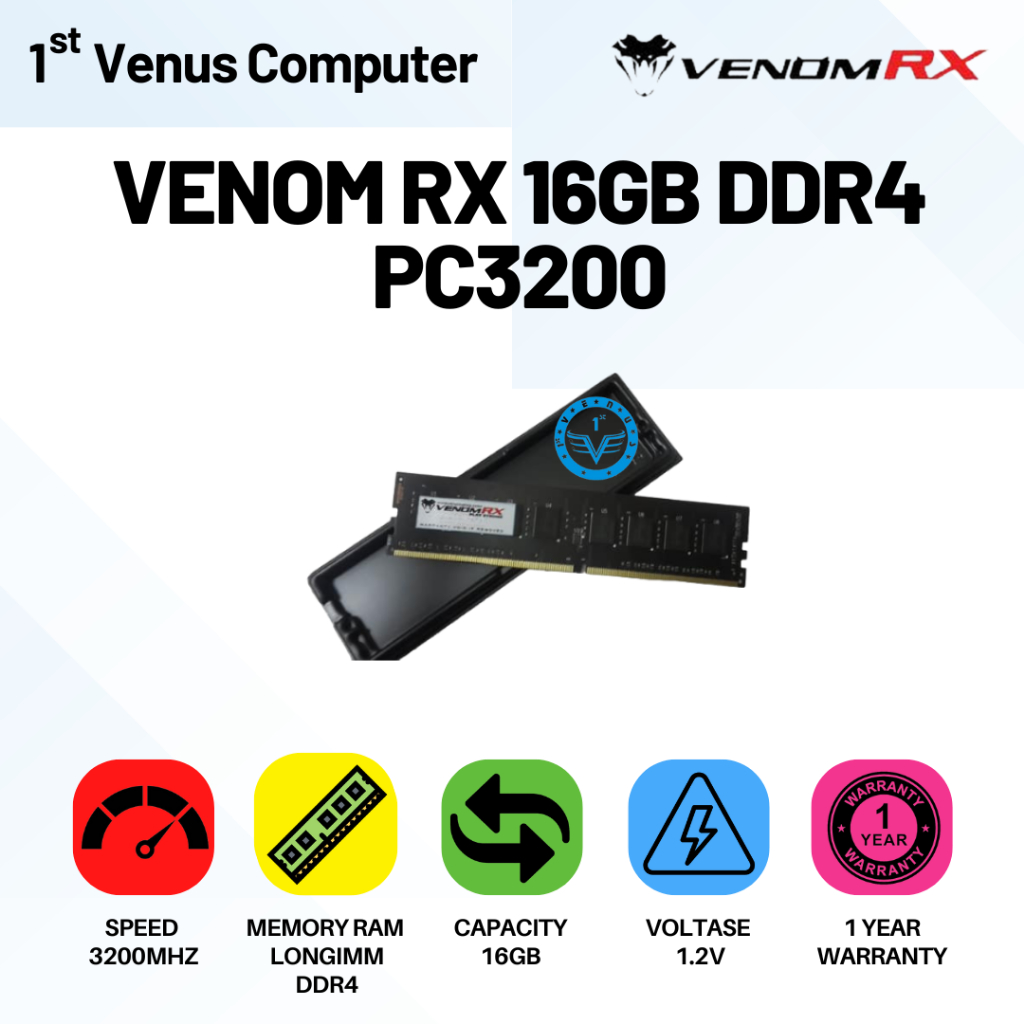 Jual RAM VENOM RX 16GB DDR4 PC3200 UDIMM DDR/MEMORY / VENOM RX 16GB ...