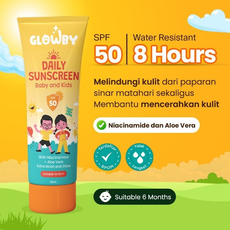Jual (Glowby) Daily Sunscreen Wajah dan Badan spf 50 untuk Bayi dan Anak 30 ml | Shopee Indonesia