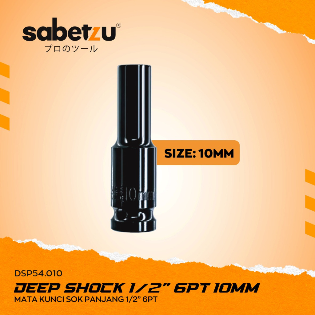 Jual SABETZU Mata Deep Impact Socket 1/2" 6PT 10mm Satuan - Mata Shock ...