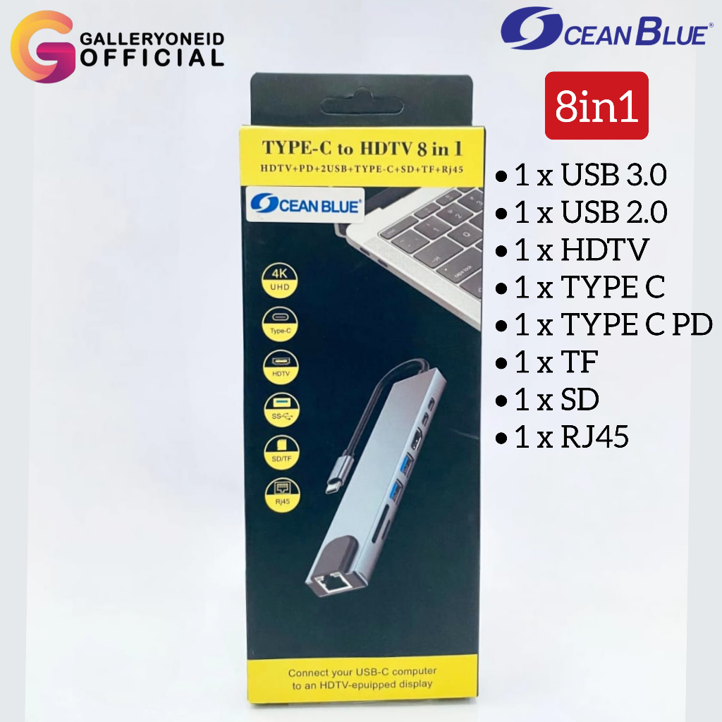 Jual HUB Adapter Converter 8in1 USB Type C To HDTV 4K Macbook iPad SD ...