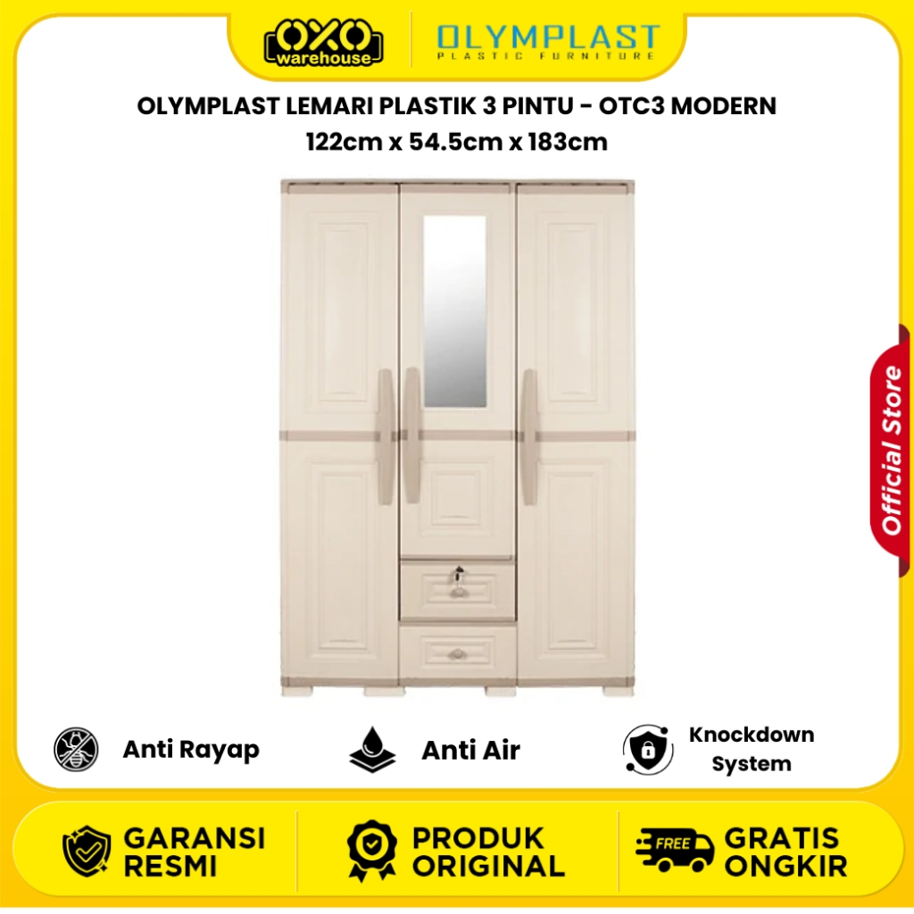 Jual OLYMPLAST Lemari Plastik 3 Pintu OTC3 Modern Garansi Resmi 1 Tahun | Shopee Indonesia