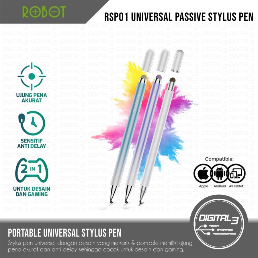 Jual ROBOT RSP01 Stylus Pen Universal Passive Capacitive 2 in 1 for ...