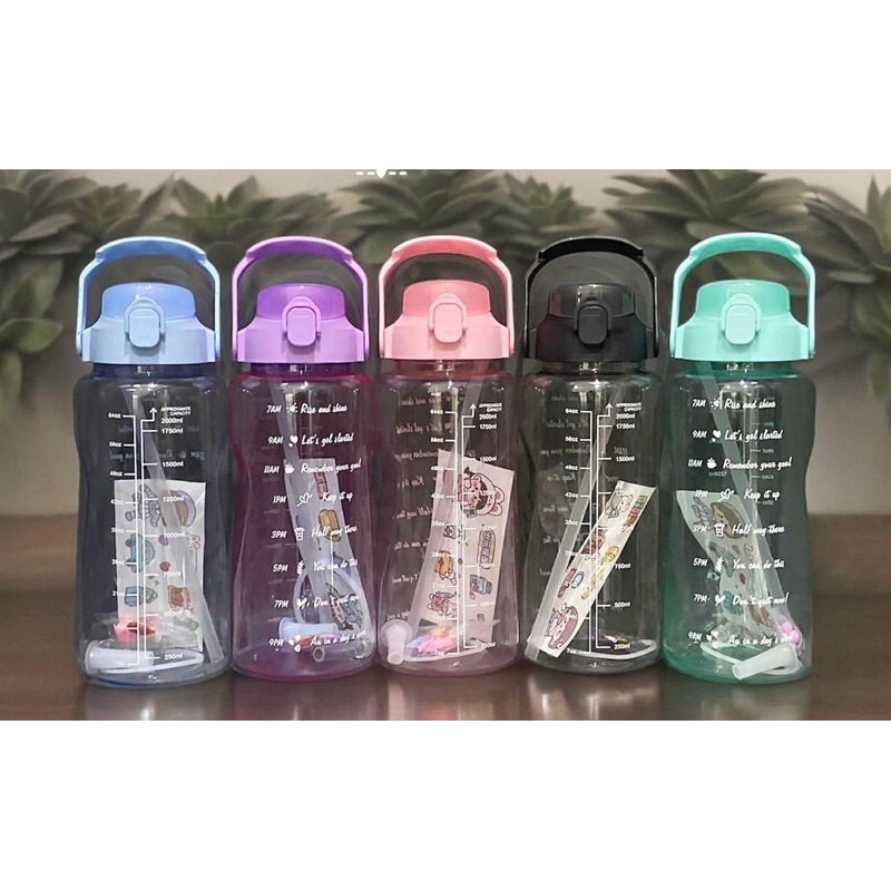 Jual botol minum motivasi viral bening transparan kapasitas 2liter ...
