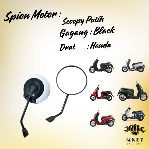 Jual Spion Scoopy Putih Standar Drat Honda Tangkai Black Original ...