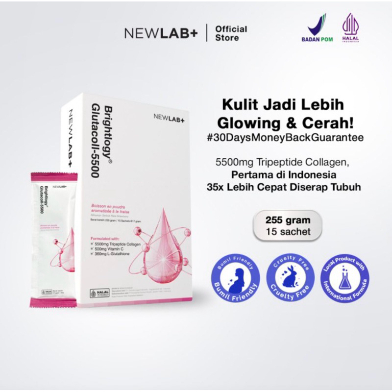 Jual NEWLAB+ Brightlogy Glutacoll 5500 | Minuman Glutathione | Collagen ...