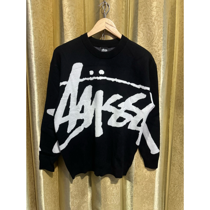 Jual STUSSY KNITWEAR BIG KNITTED LOGO BLACK STUSSY 8BALL ORIGINAL ...