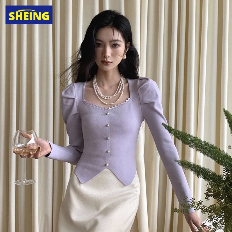 Jual [ COD ] Sheing Atasan Lengan Puff Renda Lengan Panjang 2024 Wanita ...